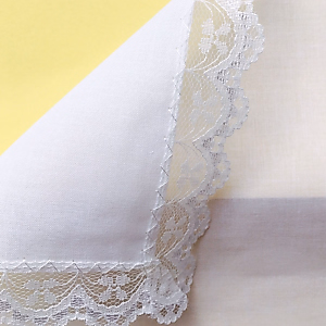 6/12 Pack of Ladies White Perfect Wedding Lace Cotton Handkerchiefs