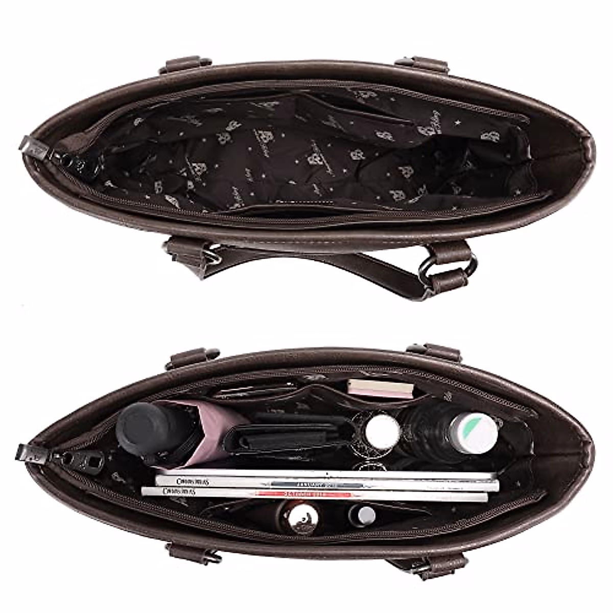 American Bling Tote Bag for Women Western Shoulder Bags Top Handle Satchel Vegan Leather Purse and Handbag 2 PCS Set with Wallet Coffee SC-ABT-G1005CF+W