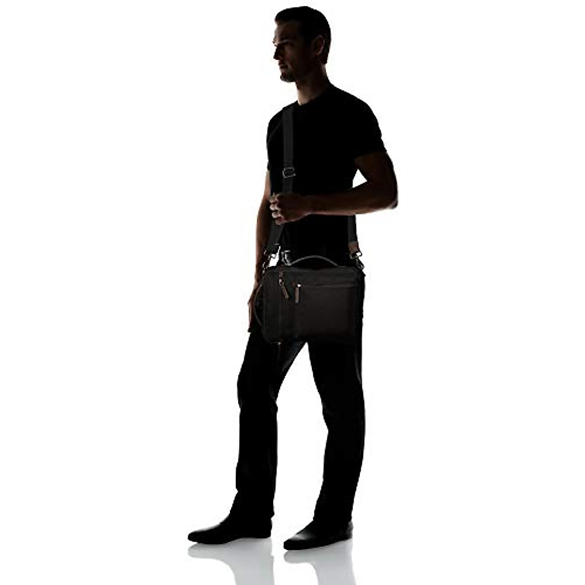 Fossil Men's Buckner Fabric Small Convertible Travel Backpack and Briefcase Messenger Bag, Black , (Model: MBG9475001)