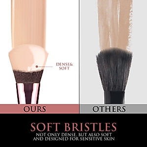 Makeup Brushes SOLVE Professional 16pcs Brushes Set with case，face makeup brushes set foundation eyeshadow brush set travel make up brushes with wooden Handle Softy synthetic fiber（𝑩𝒍𝒂𝒄𝒌 & 𝑹𝒐𝒔𝒆）