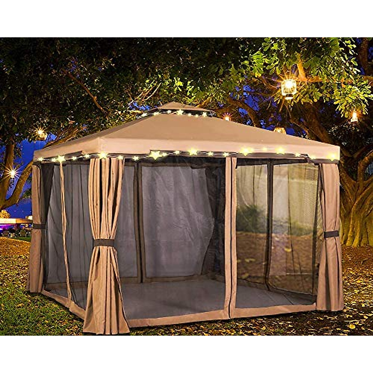 SOLAURA Patio Gazebo 10 x 10 FT for Garden, Outdoor Gazebo and Waterproof Canopy Tent with Mosquito Netting and Ventilate
