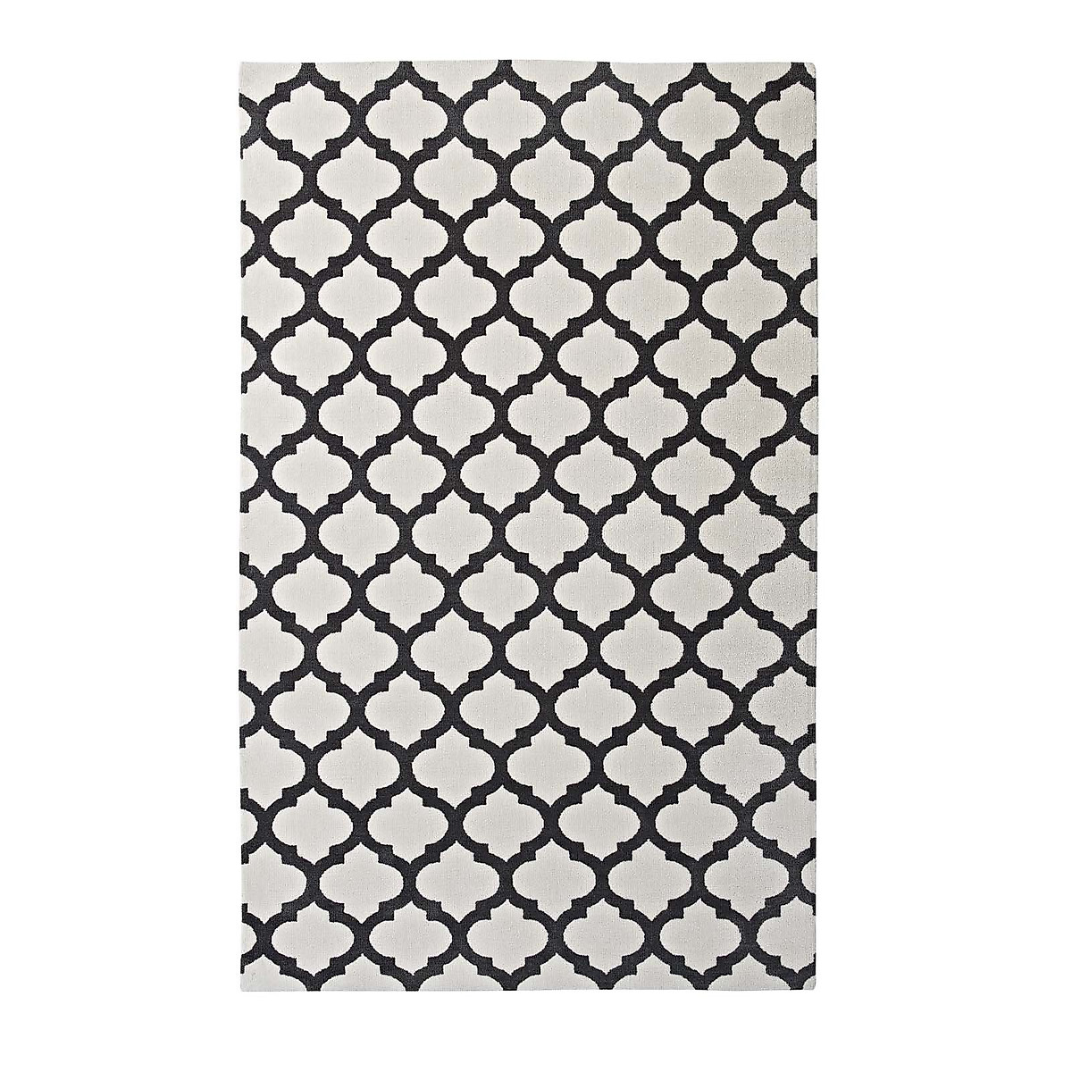 Modway Lida Moroccan Trellis 8x10 Area Rug With Lattice Design in Ivory and Charcoal