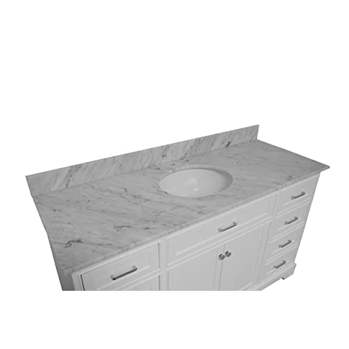 Kitchen Bath Collection Aria 60-inch Single Bathroom Vanity (White/Carrara): Includes White Cabinet with Authentic Italian Carrara Marble Countertop and White Ceramic Sink