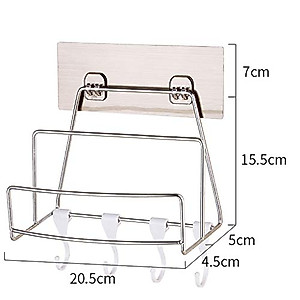 DRNKS Pot Rack Multifunctional Pot Lid Rack Kitchen Household Punch-free Wall-mounted Knife Holder Stainless Steel Storage Shelf Applicable to kitchen stove (Color : Pot cover+knife holder)