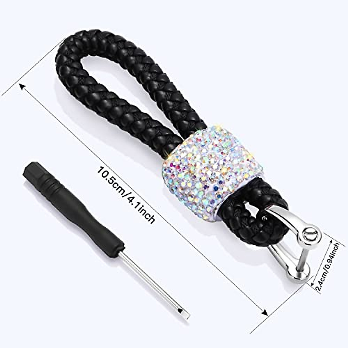 SAVORI Car Keychain Rhinestones Car Key Fob Keychains Bling Key Chain Holder with D-Ring for Men and Women (AB)