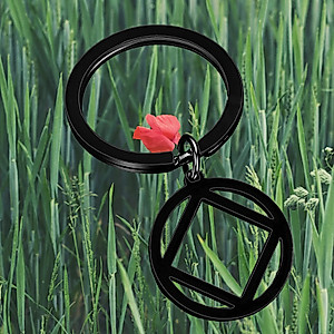 Recovery Gifts NA Jewelry Narcotics Anonymous Necklace Keychain 12 Step Addict Jewelry Recovery Sobriety Gift(NA Keychain Black)