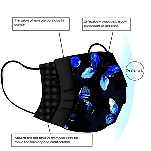 50Pcs Butterfly Printed Disposable_Face_Mäsks with a Elastic Earloop for Adult,Multiple Pattern Combinations 3-ply Face Protection Pads for Party,High Filtration and Ventilation (I)