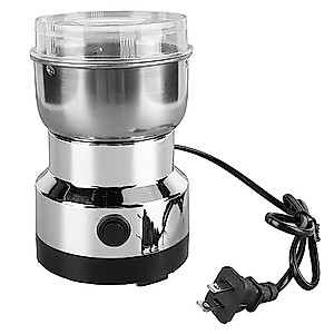Emoshayoga Small Electric Grinder, Stainless Steel Blade Efficient Grinding US Plug 110V Portable Coffee Bean Mill 4 Blades for Grains for Home