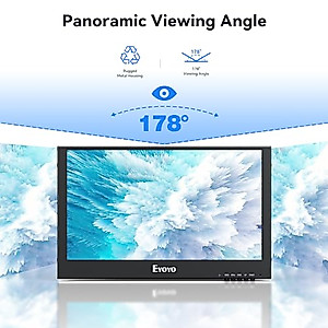Eyoyo Small TV Monitor 12 inch Security Camera Monitor 1920x1080 IPS Computer Screen with HDMI VGA BNC AV USB Ports Metal Housing Mini LED Monitors Built in Speakers CCTV Monitors for Home Office