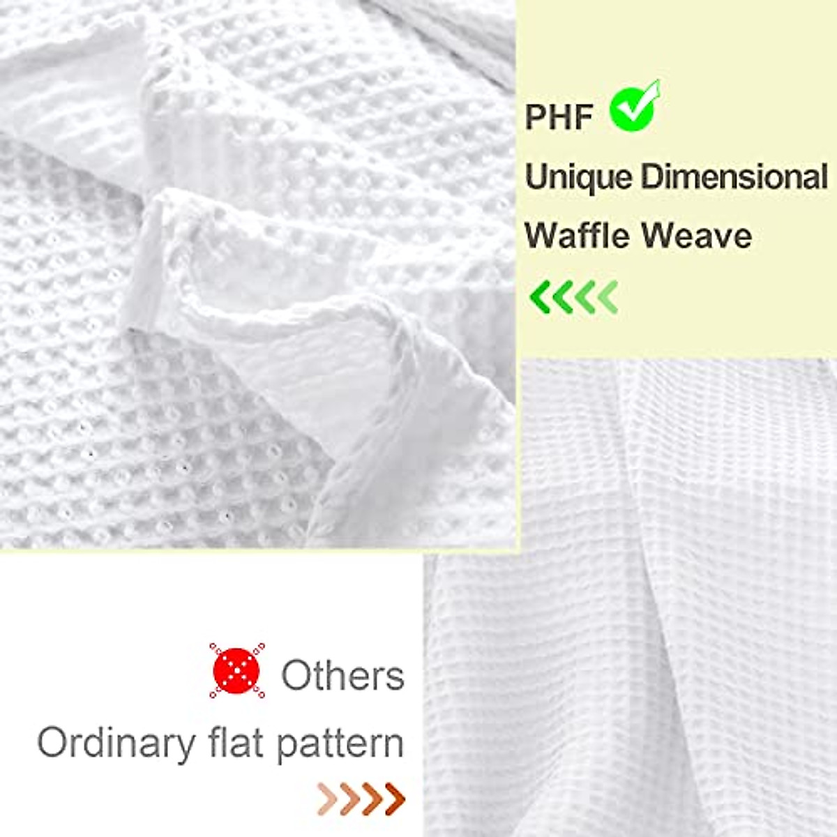 PHF 100% Cotton Waffle Weave Euro Shams 26" x 26", 2 Pack Elegant Home Decorative Euro Throw Pillow Covers for Bed Couch Sofa, White (No Insert)