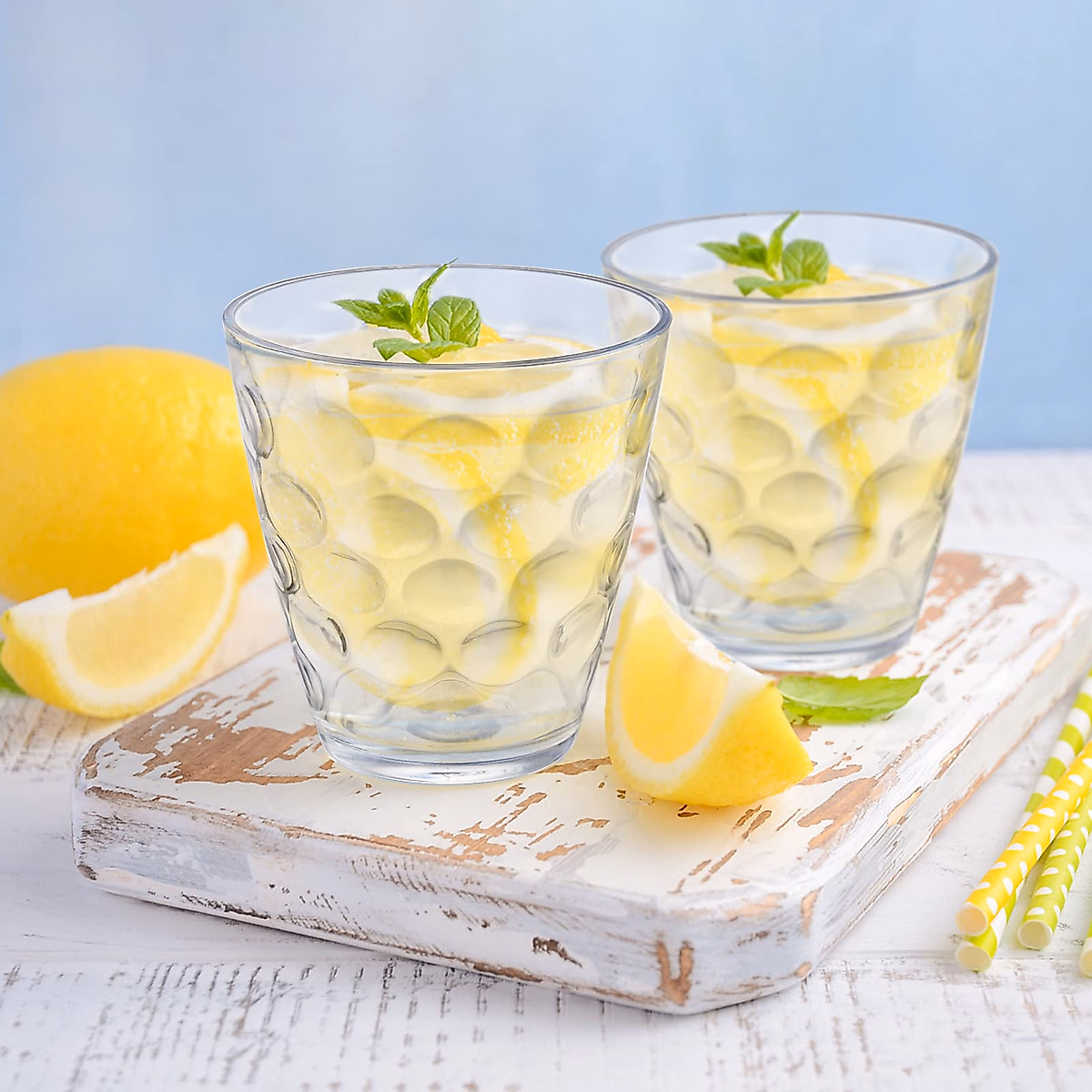 Hiceeden Set of 9 Plastic Tumblers Drinking Glasses, 9.5 Oz Unbreakable Clear Water Cups, Reusable Drinking Cups Wine Glasses for Juice, Beverages, Drinks, BPA Free, Stackable, Dishwasher Safe