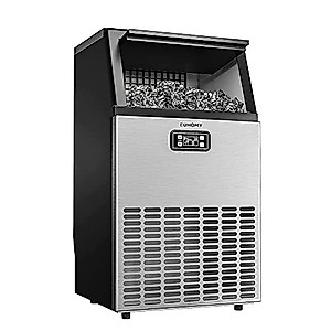 EUHOMY Commercial Ice Maker Machine, 100lbs/24H Stainless Steel Under Counter ice Machine with 33lbs Ice Storage Capacity, Freestanding Ice Maker.