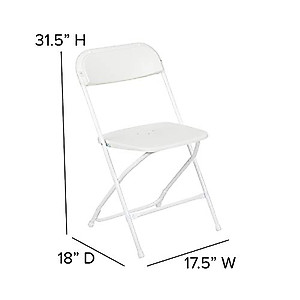 EMMA + OLIVER Set of 10 White Stackable Folding Plastic Chairs - 650 LB Weight Capacity