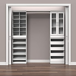 ClosetMaid Modular Storage Pair Set, 2 Glass Pane Doors, Wood Closet Organizer Shaker Style, Add On Accessory for Shelf Units, White, 34.88" H x 21.02" W x 1.81" D