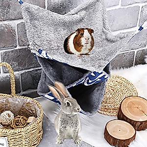 XINRUI 3 Tier Ferret Rat Hammock,Guinea Pig Cage Accessories,13.7x13.7 Inches,Pet Cage Hanging Bunkbed Hammock for Small Animals,Guinea Pig,Ferret,Kitten,Squirrel,Chinchilla, Rat,Parrot(Blue)