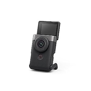 Canon PowerShot V10 Vlog Camera for Content Creators, 19mm Wide-Angle Lens, 1" CMOS sensor, 4K Video, Face-tracking, Built-in Microphone, Image Stabilization, Webcam, Live Streaming, Silver