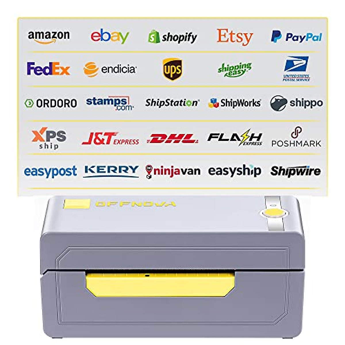 OFFNOVA Thermal Label Printer, 200mm/s High Speed 4” x 6” Shipping Label Printer for Packages, Compatible with Amazon, Ebay, Etsy, Shopify and FedEx, Support Multiple Systems
