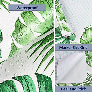 WESTICK Tropical Wallpaper Peel and Stick Modern Green Leaf Wallpapers Bathroom Waterproof Botanical Wall Paper Jungle Wallpaper Tropical Green Contact Paper for Cabinets Removable Vinyl 17.7" x 118"