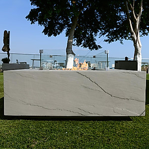 Capertee Concrete Fire Pit 40" x 40" Outdoor Patio Firepit Includes Fire Glass Modern Fire Pits & Outdoor Fireplaces for Garden, Deck, Indoor & Outdoor Heating