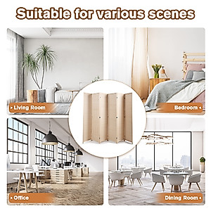 JAXPETY 6 Panel Room Divider 6ft Tall Folding Privacy Screen Freestanding Rustic and Natural Bamboo Room Partition for Home Office, Natural Color
