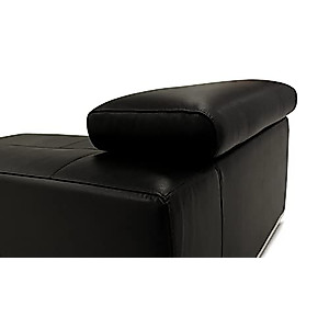 Zuri Furniture Wynn Black Leather Sectional Sofa with Adjustable Headrests - Right Chaise