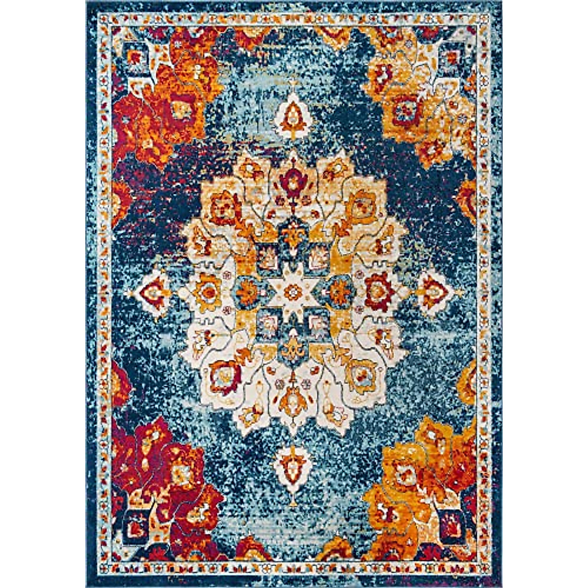 Unique Loom Parker Collection Area Rug - Kokulu (10' x 14' Rectangle, Multi/Blue)