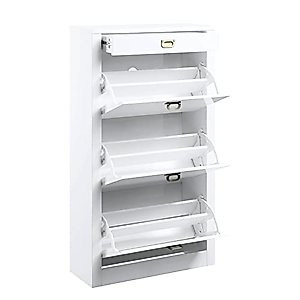 FRITHJILL Shoe Storage Cabinet with 3 Flip Doors and Drawer,3-Tier Entryway Shoe Rack Organizer