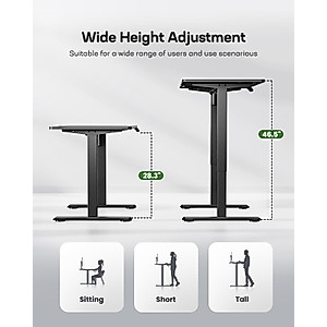 Marsail Electric Standing Desk, 48 * 24 Inch Height Adjustable Sit Stand up Desk with 3 Memory Preset, Headphone Hook Computer Desk Workstation for Home Office, Treadmill Pad