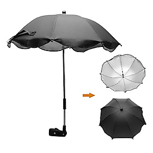 Xiaokeis Baby Stroller Umbrella Portable Folding Sun Umbrella Pushchair Parasol Umbrella Universal Clip Fixing Device Detachable Infant Sun Protection Umbrella for Pram,Pushchair Buggy(Orange)