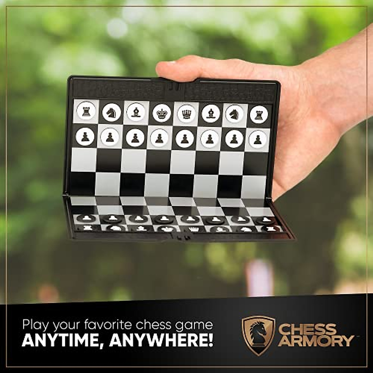 Chess Armory Pocket Chess Set - Portable Mini Chess Set for Adults and Youth - Mini Chess Board to Take Anywhere for an Unforgettable, Mind-Sharpening Chess Game