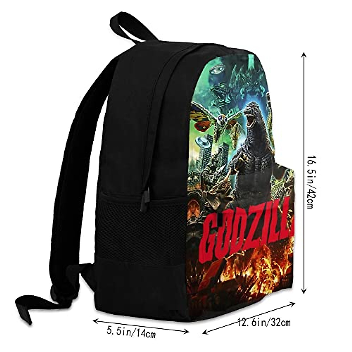 Monster Backpack Lightweight Cartoon Book Bag Shoulders Daypack Casual Fashion With Bottle Side Pockets Bookbag