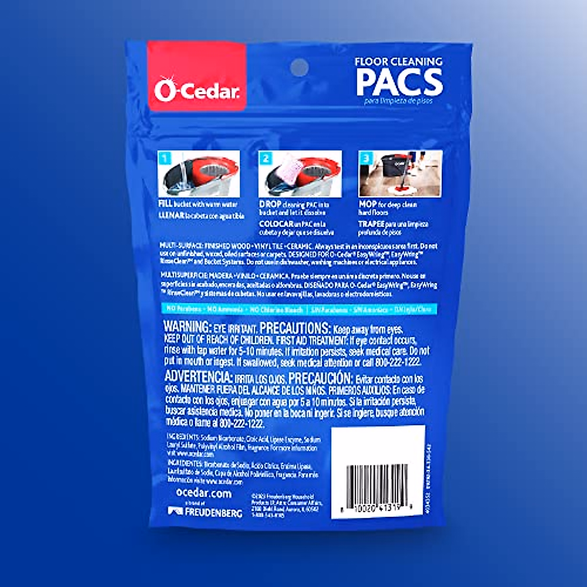 O-Cedar PACS Hard Floor Cleaner, Lavender Scent 10ct (1-Pack) | Made with Naturally-Derived Ingredients | Safe to Use on All Hard Floors | Perfect for Mop Buckets