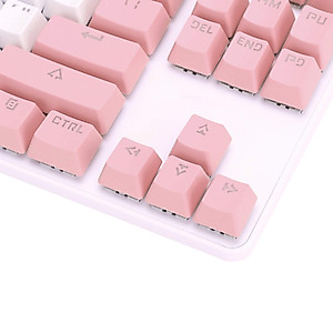 Wired Mechanical Gaming Keyboard, Backlit Keyboard Pink Antighosting 87 Key Mixed Light Cute Keyboard, for Professional Gamers and Typists(White Pink)
