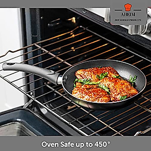 AHEIM Pots and Pans Set, Aluminum Nonstick Cookware Set, Fry Pans, Casserole with Lid, Sauce Pan, and Utensils, 11 Piece Cooking Set (Black)