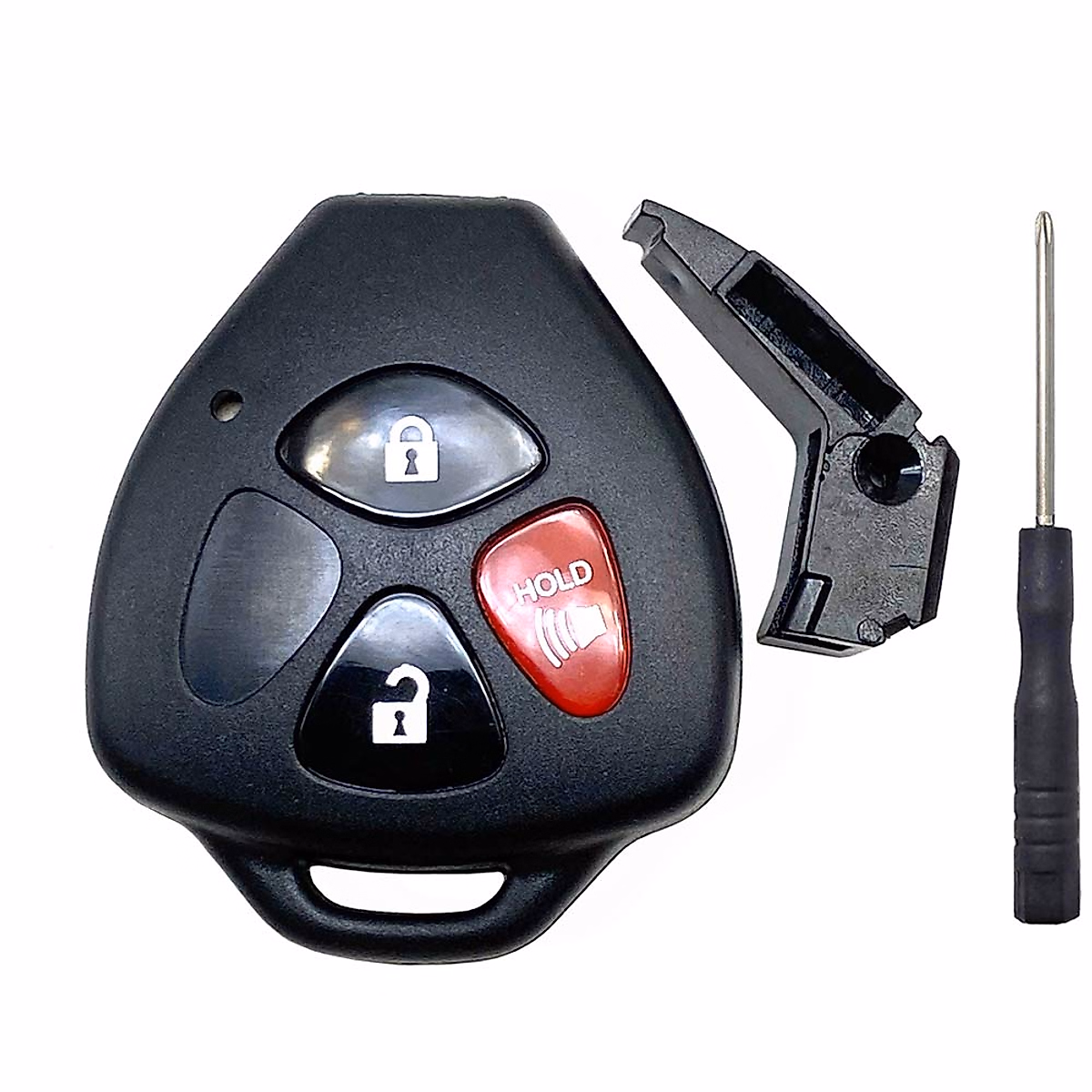 Cutting Not Required - 3 Buttons Replacement Key Fob Case Shell Fits for Toyota Scion TC RAV4 2008-2013 Avalon / 2007-2011 Camry / 2008-2013 Corolla / 2009-2014 Venza Key Cover
