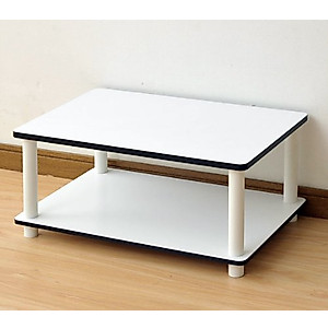 Furinno 11172 Just 2-Tier No Tools Coffee Table, White w/White Tube