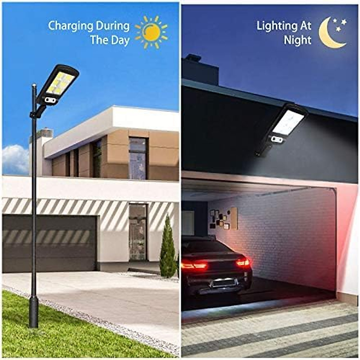 Led Solar Street Lights Outdoor, 4 Pack 120 Led Remote Control Solar Parking Lights Wireless Ip65 Motion Sensor Solar Security Wall Light with 3 Modes for Garden, Street, Deck, Yard, Garage, Patio