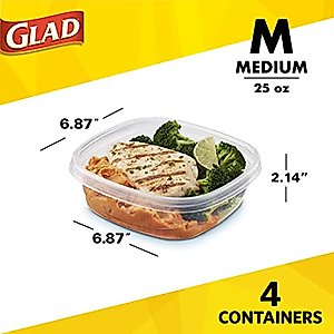 GladWare Matchware Food Storage Containers & Series Food Storage Containers, 4 Count | Strong and Durable Food Storage Food Containers for Everyday Use | Use to Store Meals, Snacks, and Desserts