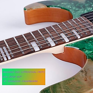 Leo Jaymz Electric Guitar Tempest Series - Mahogany Body and Burl Top,Maple Neck and Rosewood Fingerboard,Alnico V active Pickups,Wilkinson 2-point Temolo Bridge (Architect)