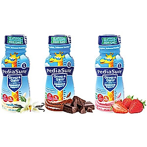 PediaSure Grow and Gain With Immune Support Shake | Complete Balanced Nutrition | PediaSure Strawberry, PediaSure Vanilla, and PediaSure Chocolate Flavors | 12 Pack | Niro Assortment