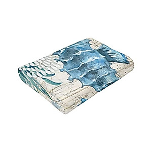 Sea Horse Throw Blanket Super Soft Lightweight Warm Cozy Fuzzy Flannel Blankets for Bed Sofa Office 60x50 inch