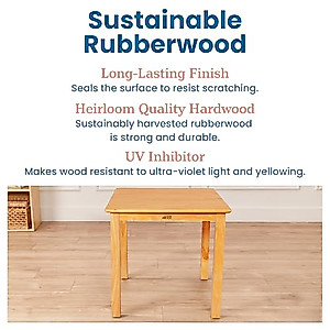 ECR4Kids 24in Square Hardwood Table with 22in Legs, Kids Furniture, Honey