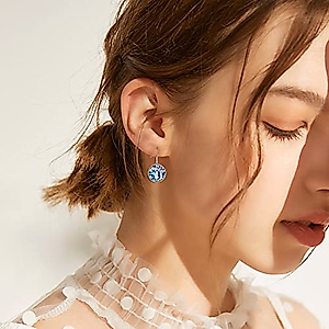 Alice In Pendant Earring Sterling Silver Abalone Shell Tree of Life Wonderland Cat Earring Christmas Gifts for Women Jewelry