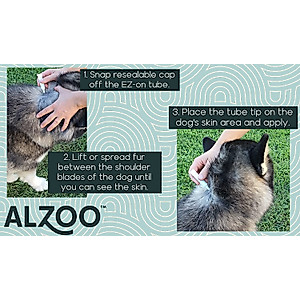ALZOO Flea & Tick Squeeze-On for Dogs, Helps Repel Fleas, Ticks & Mosquitos, Up to 3-Months Protection, 100% Plant-Based Active Ingredients, Water-Resistant, 3 EZ-On Applicators Per Pack