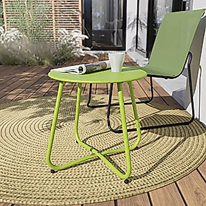 Grand patio Steel Patio Side Table, Weather Resistant Outdoor Round End Table, Lime Green