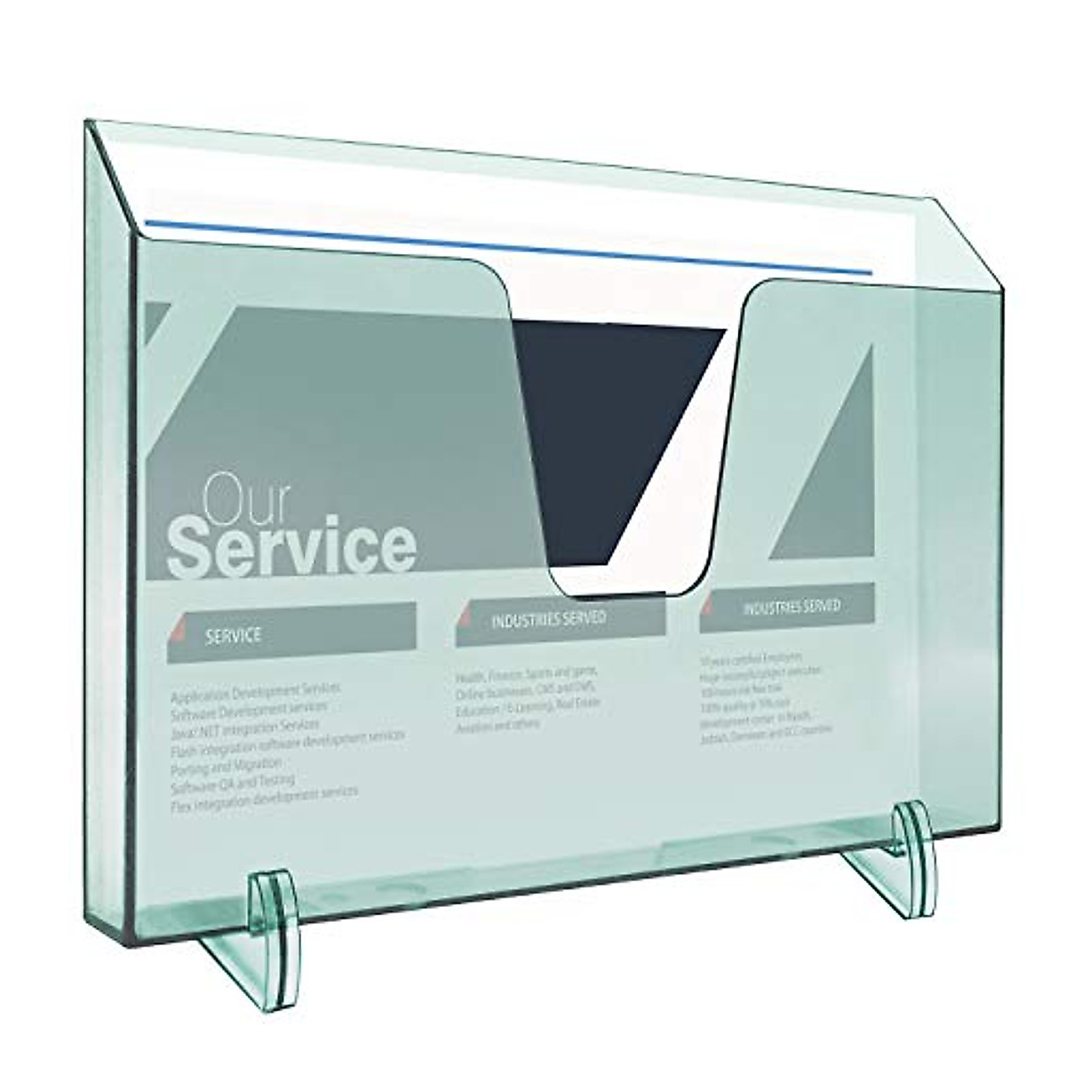 Acrimet Pocket File Holder Horizontal Design Brochure Display (for Wall Mount or Countertop Use) (Removable Supports Included) (Letter Size) (Clear Green Color)