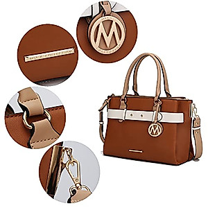 MKF Collection Satchel Bag for Women, Vegan Leather Crossbody Shoulder Handbag Top Handle Purse