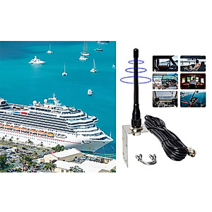 TWAYRDIO VHF Marine Antenna 156-163 MHz 50W 6.5in Stubby Antenna W/16.4ft SO239 to PL259 Connector RG58 Coaxial Cable and L-shape Mounting Bracket for Boat Pontoon Sailboat Yacht Marine Radios