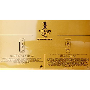 Paco Rabanne One Million for Men Eau de Toilette Spray + Shower Gel, Wood, 6.8 Oz, 2 Count