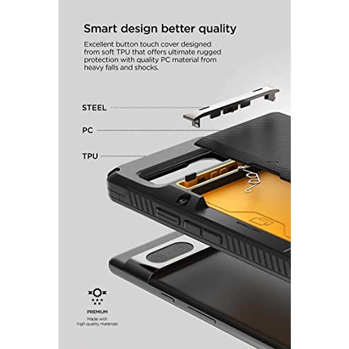 VRS DESIGN Damda Glide Pro Phone Case for Pixel 7, Sturdy Semi Auto Wallet [4 Cards] Case Compatible for Pixel 7 Case (2022)